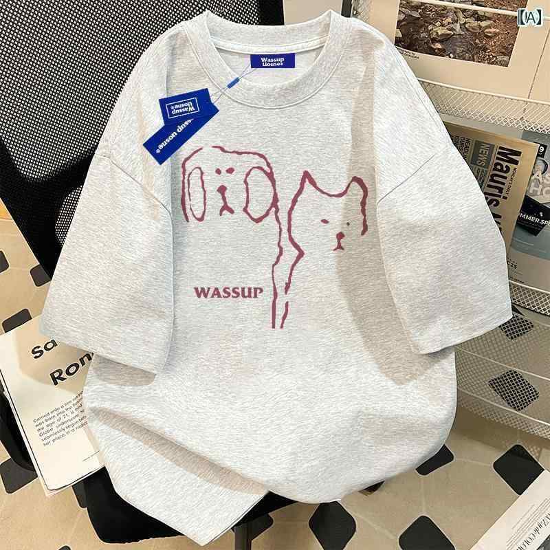 【楽天市場】 Tシャツ レディース かわいい WASSUP アメリカン レトロ 楽しい 動物 プリント 半袖 Tシャツ メンズ 夏 ゆったり ...