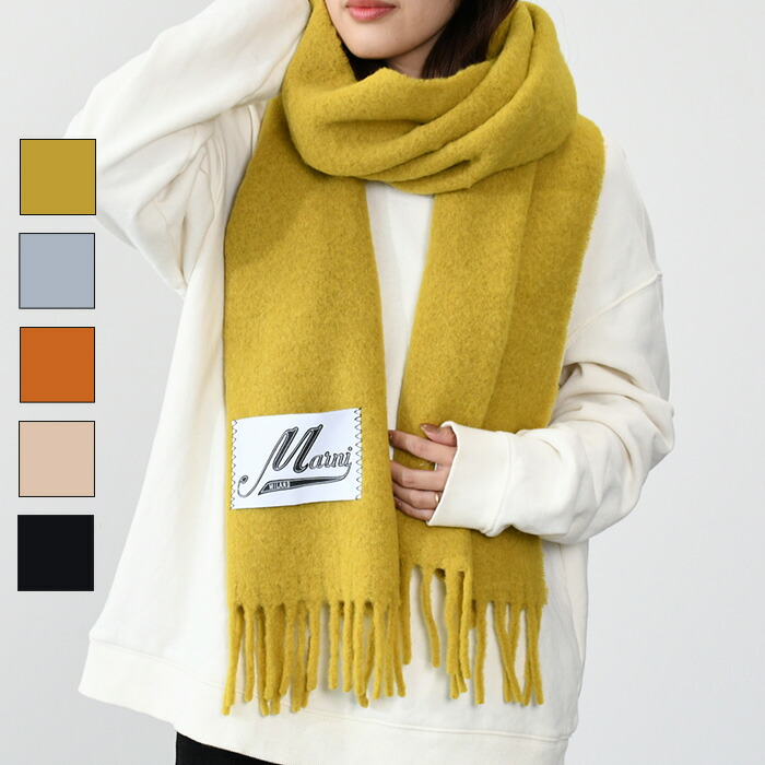 【楽天市場】【MAX8,000円OFFクーポン配布中】MARNI マルニ ロゴパッチスカーフ ブラッシュドアルパカ製 SCMC0059Y0 ...