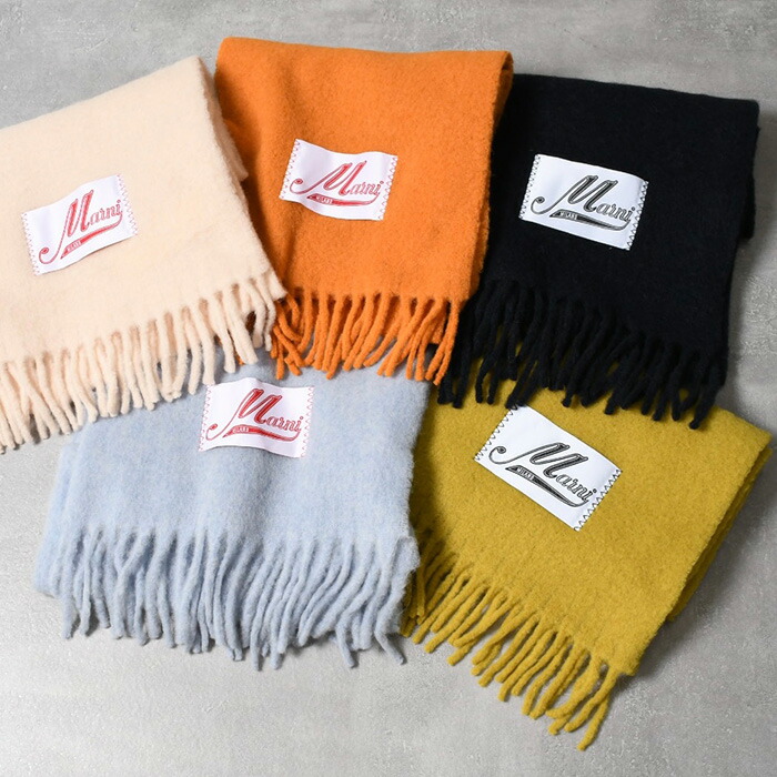 【楽天市場】MARNI マルニ ロゴパッチスカーフ ブラッシュドアルパカ製 SCMC0059Y0 UTW918 メンズ ユニセックス マフラー ...