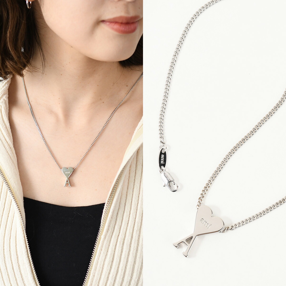 【楽天市場】AMI ALEXANDRE MATTIUSSI アミ アクセサリー Ami de Coeur ペンダント ネックレス UJW923 361 レディース シルバー ゴールド ロゴ刻印 ...