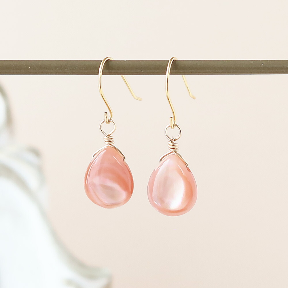 【楽天市場】ピンクシェル ペアシェイプ 約10×8mm / 14kgf ゴールドフィールド製 フック ピアス ゴールド 『ハンドメイドアクセサリー』『選べるピアス＆イヤリング金具: k18 ...