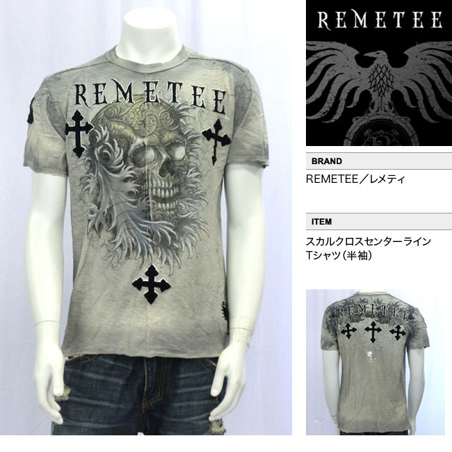 【楽天市場】【REMETEE／レメティ 】スカルクロスセンターラインTシャツ（グレー・GRY）/メンズ【インポート】【セレカジ】【正規品 ...