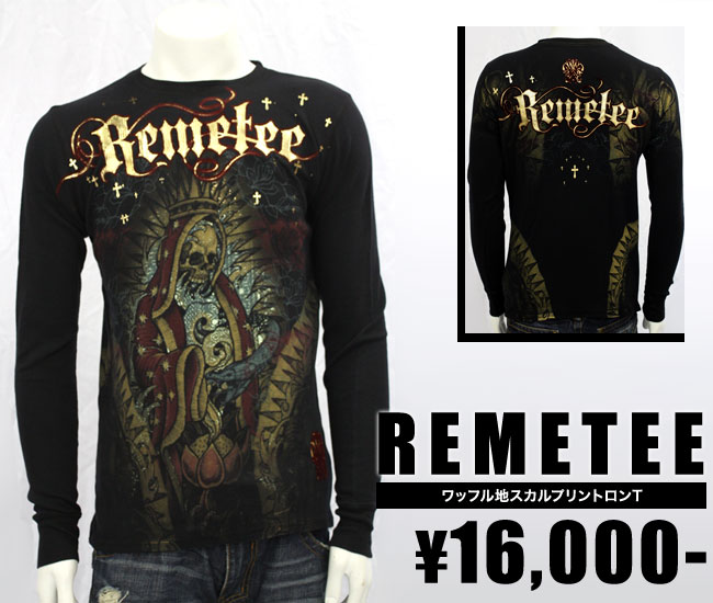 【楽天市場】【REMETEE/レメティ】ワッフル地スカルプリントロンT（ブラック・BLK）/メンズ【インポート】【セレカジ】【正規品 ...