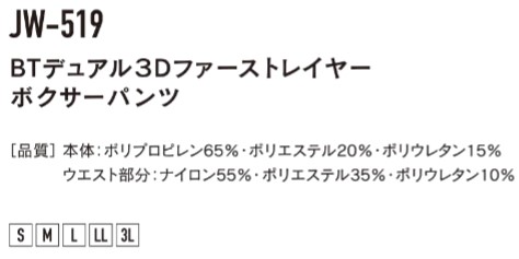 【楽天市場】JW-519 11.ブラック BTデュアル3Dファーストレイヤー ボクサーパンツおたふく手袋 パンツ あったか 肌着 ヒートテック サーモ：SENGUYA1009