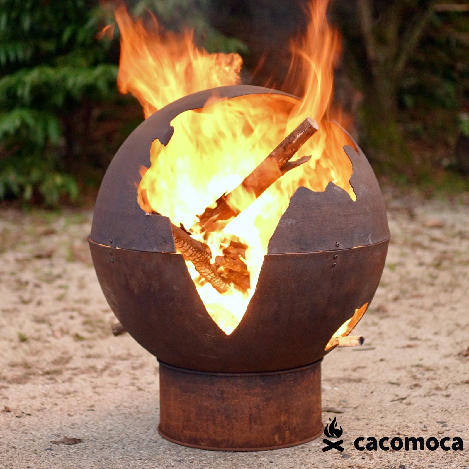 【楽天市場】Fire Pit THE EARTH ファイヤーピット・ジ アース Rustcolor 焚き火台 個性的 インパクト グランピング オブジェ 庭 地球儀 地球 錆色 大型焚き火台 ...