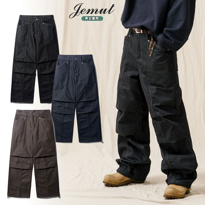 【楽天市場】【購入特典Tシャツ付き！】 JEMUT パンツ デニム Middle Wide Parasuit Denim Pants ...
