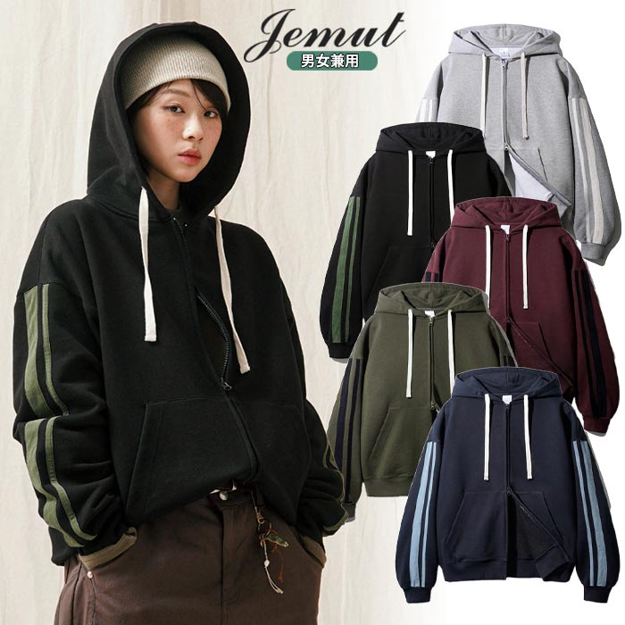 【楽天市場】【限定10％OFF&クーポン】 JEMUT パーカー フーディ 長袖 Side Track Hood Zip Up ...
