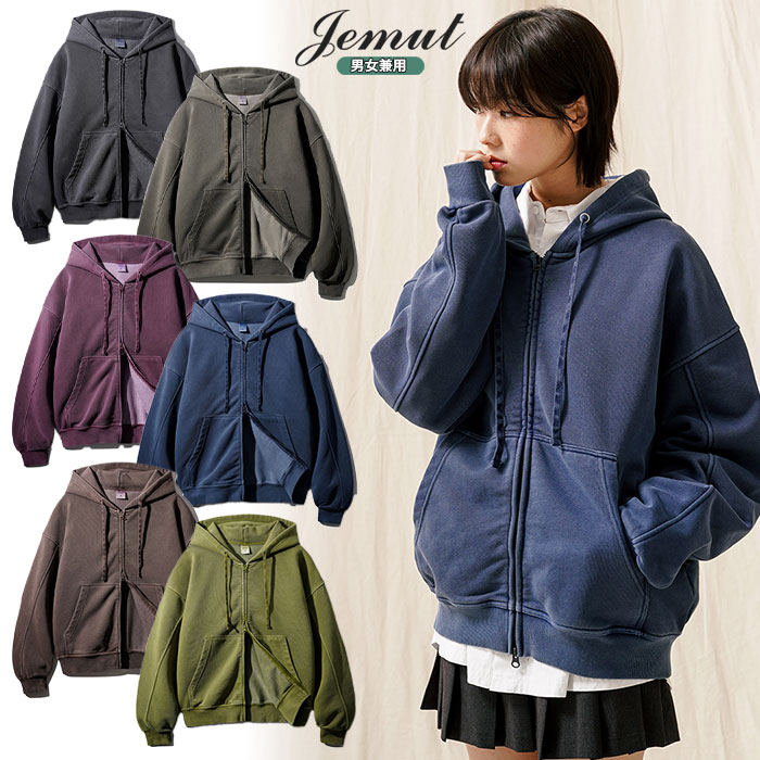 【楽天市場】【購入特典Tシャツ付き！】 JEMUT パーカー 長袖 Heaven Pigment Twoway Hood Zip up ...