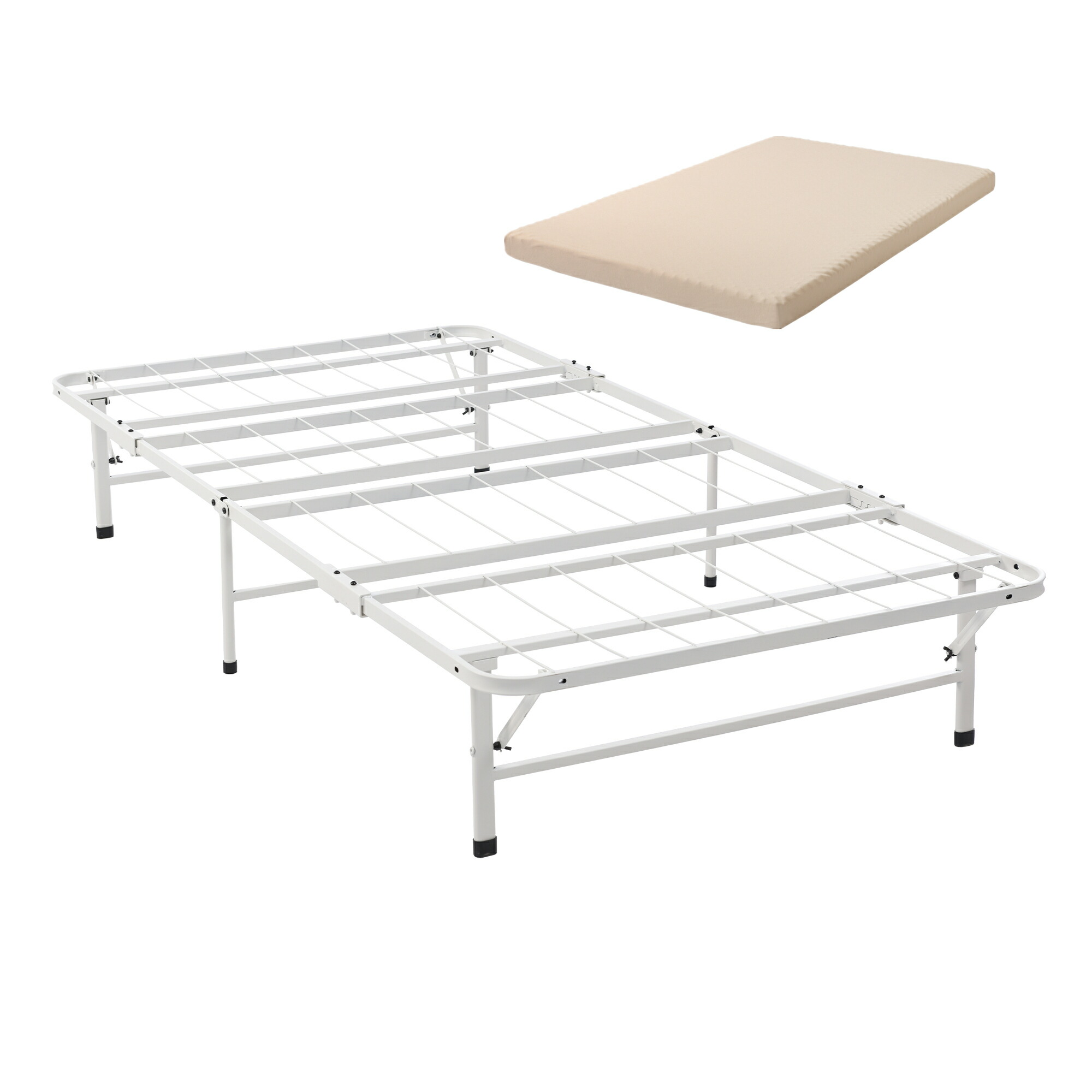 【楽天市場】【マットレス付き】パイプベッド 折りたたみベッド シングル 組立簡単 ベッド 下収納 シングルベッド 収納 耐荷重200kg ...