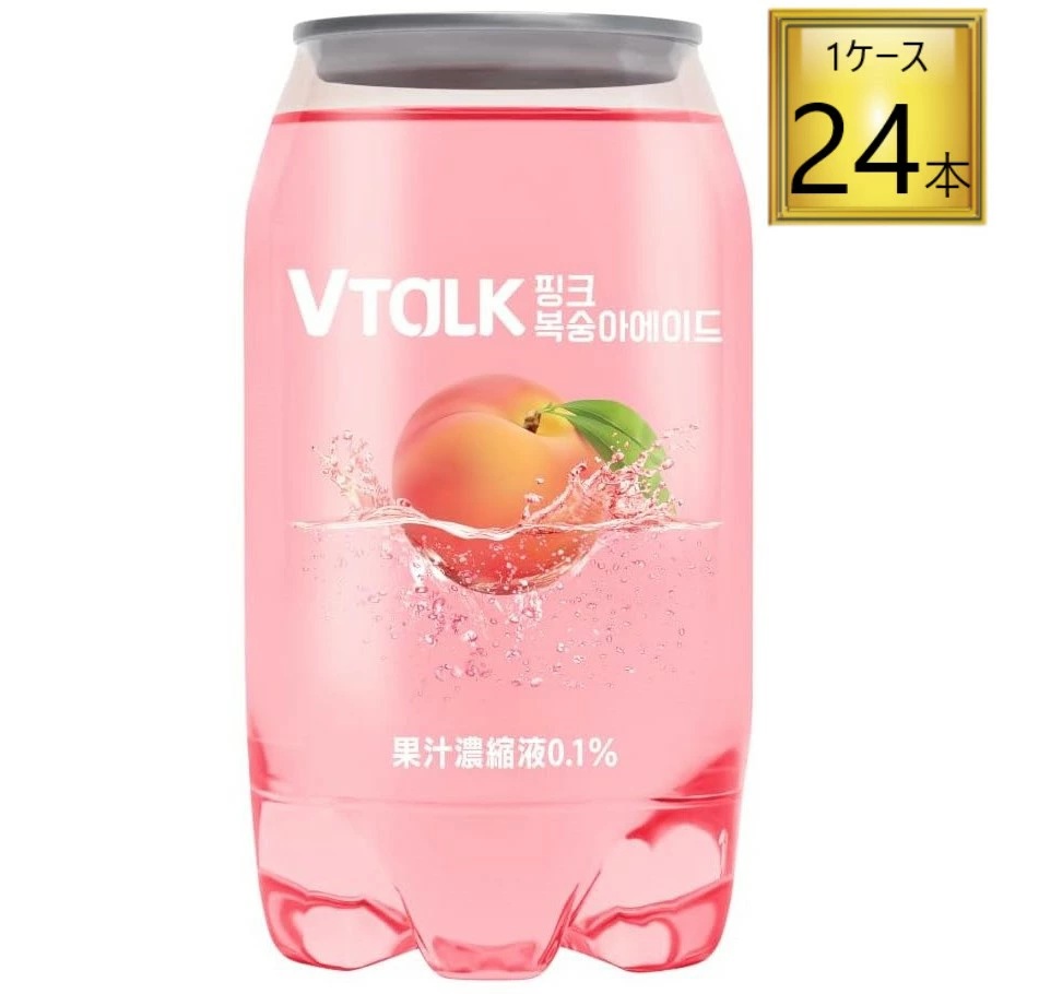 【楽天市場】(訳あり賞味26.1.8)VTaLK（Vトーク）ピーチエード 350ml 24本 1BOX PEACH：韓国フリーマー