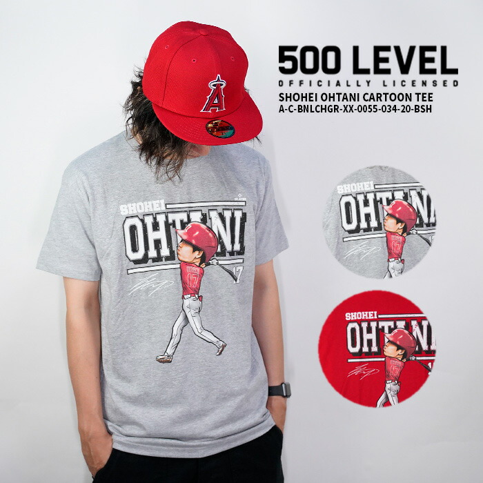 【楽天市場】レビューでクーポン★500 レベル Tシャツ 500 LEVEL SHOHEI OHTANI CARTOON TEE A-C-BNLCHGR-XX-0055-034-20-BSH ...