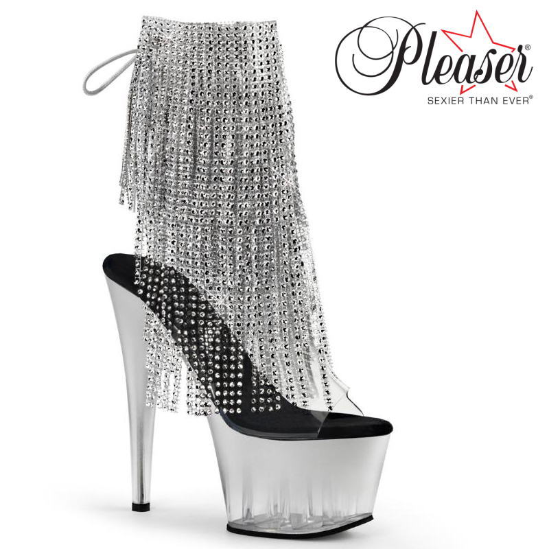 【楽天市場】プリーザー 厚底 フリンジブーツ シルバー 7インチ/7inch 18cmヒール ロングブーツ オープントゥ ハイヒール ピンヒール ヒール ポールダンス 用 レディース シューズ ...