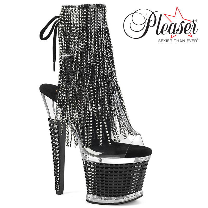 【楽天市場】プリーザー 厚底 フリンジブーツ ブラック 黒 7インチ/7inch 18cmヒール ロングブーツ オープントゥ ハイヒール ピンヒール ヒール ポールダンス 用 レディース ...