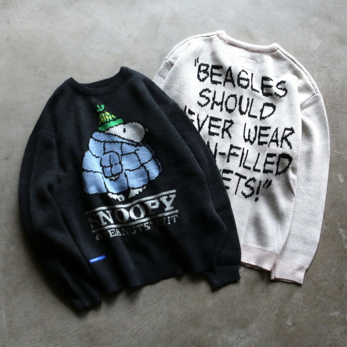 【楽天市場】シークエンズ ニット トップス ユニセックス SEQUENZ SNOOPY スヌーピー ニット クルーネック TP C/N KNIT チャコール/アイボリー 2色展開 2024秋冬 ...