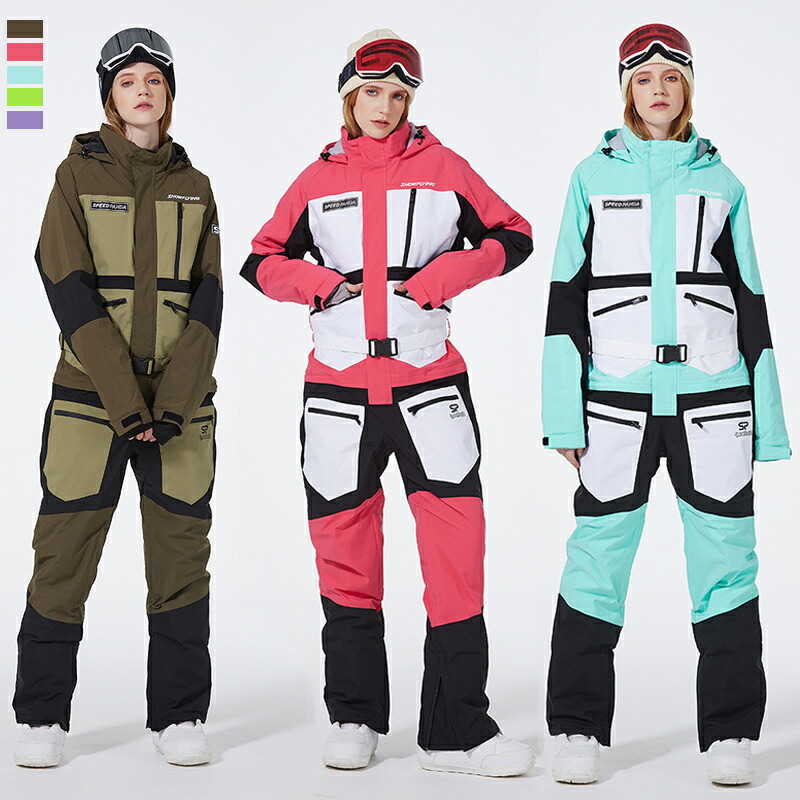 【楽天市場】送料無料 スノーボードウェア つなぎ オールインワン スノボウェア スキーウェア メンズ レディース 上下セット 配色 楽天海外 ...