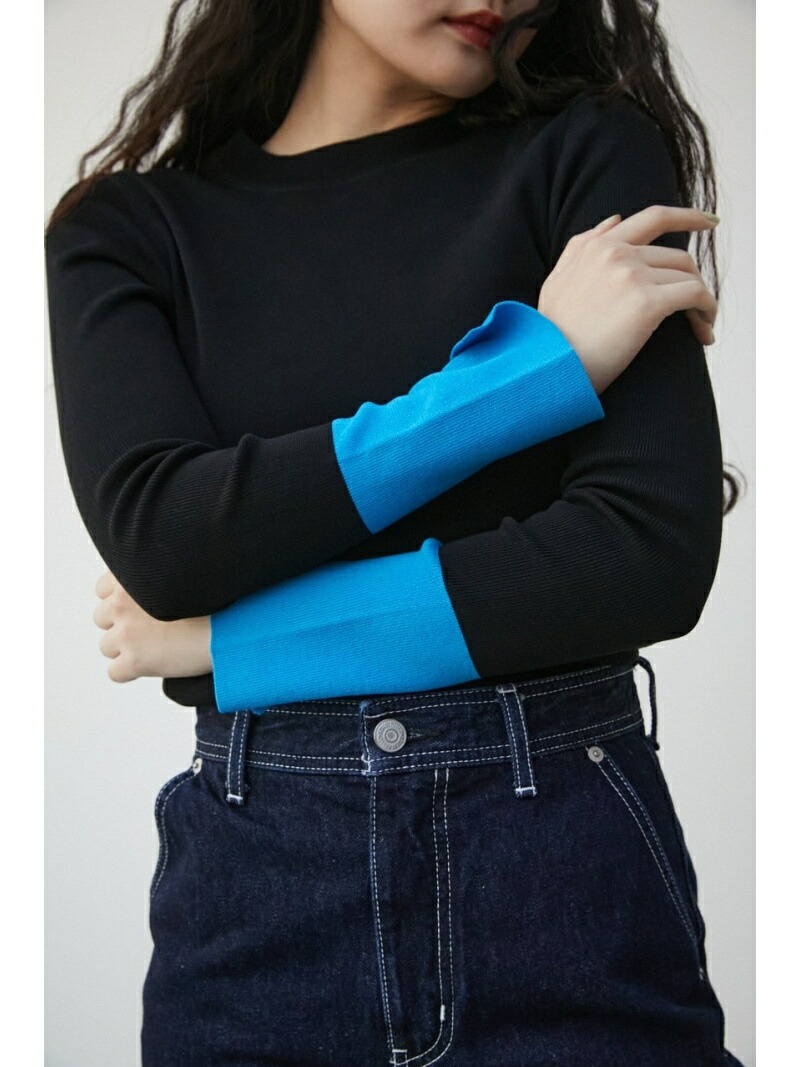 【楽天市場】【SALE／50%OFF】COLOR CUFF BLOCK KNIT TOPS AZUL BY MOUSSY アズールバイマウジー ...