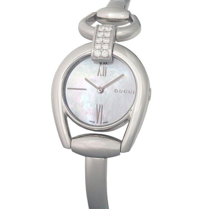 【楽天市場】 ミウラ グッチ GUCCI ホースビット ダイヤモンド バングルウォッチ 139.5 YA139504 ホワイトシェル クオーツ ...