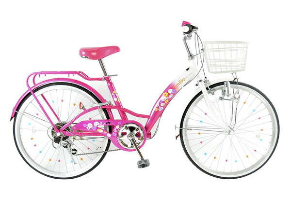 【楽天市場】子供用自転車 キッズバイク 24インチ シマノ製6段ギア付 本体 95%完成車 女の子 EM246 送料無料：oupace【オウパース】