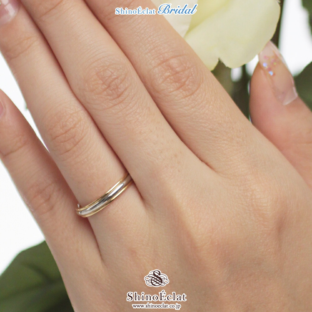 【楽天市場】結婚指輪 Pt950 ＆ K18YG コンビネーション・マリッジリング 3mm 鍛造 刻印無料 platinum gold ウェディング バンドリング 指輪 ring シンプル ...