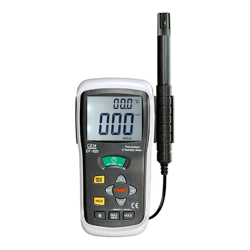 【楽天市場】CEM 【メーカー正規品】 DT-615（色：ライトグレー/ブラック） デジタル温湿度計 単位切替 長持続バッテリー 高感度プローブ 高速測定 K型温度デュアルモード測定 IP54 ...