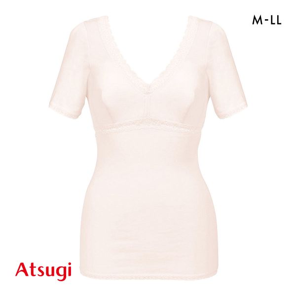 【楽天市場】【メール便(10)】 アツギ ATSUGI Atsugiの肌着 吸汗速乾 カップ付き 三分袖インナー 半袖 日本製 レディース M L LL M-LL：SHIROHATO（白鳩）