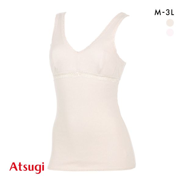 【楽天市場】【メール便(10)】 アツギ ATSUGI Atsugiの肌着 本体綿100％ カップ付き タンクトップ 日本製 インナー レディース M L LL 3L 大きいサイズ 全2色 M ...