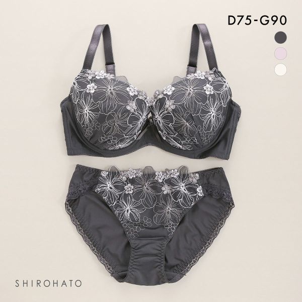 【楽天市場】グラマーサイズブラ フラワー刺繍 ブラジャー ショーツ セット 脇高 脇肉 大きいサイズ DEFG レディース 全3色 D75-M-G90-3L：SHIROHATO（白鳩）
