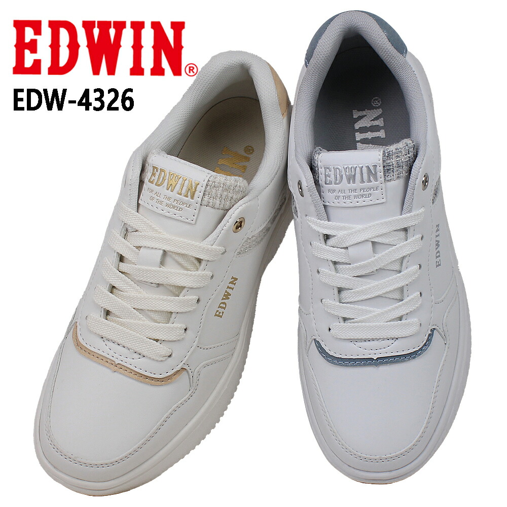 【楽天市場】エドウィン スニーカー レディース 厚底 EDWIN ホワイト アイボリー 4326 軽量 カジュアル おしゃれ シューズ 運動靴 【レディース】：OnStep