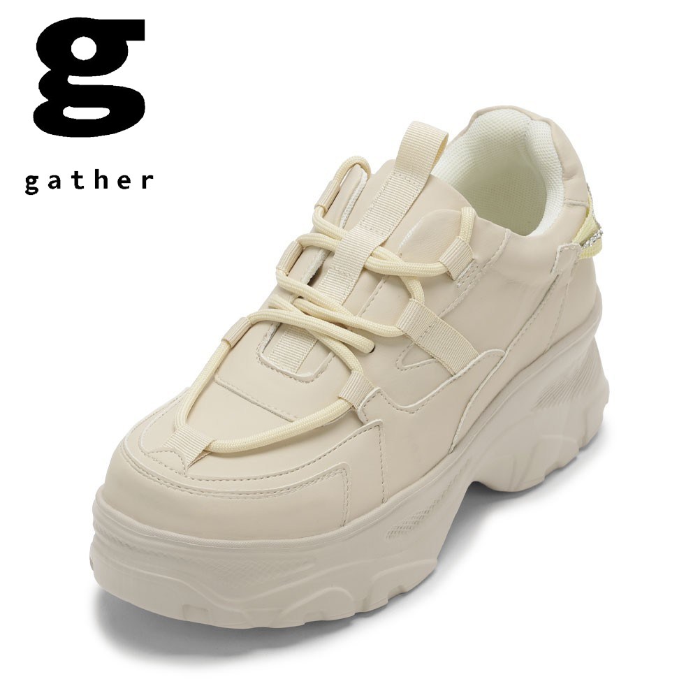 【楽天市場】ギャザー gather G-114 レディース靴 靴 シューズ 2E スニーカー 厚底 ラインストーン キラキラ ローカット ...