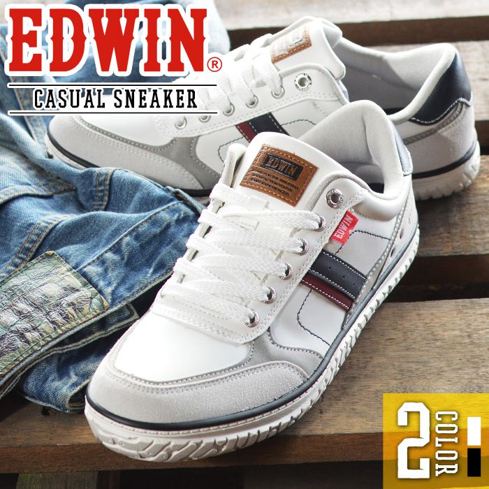 【楽天市場】【送料無料】EDWIN エドウィン スニーカー メンズ 軽量 カジュアルシューズ 防滑 幅広 3E EEE カジュアルスニーカー ローカット サイドライン コンフォートシューズ ...