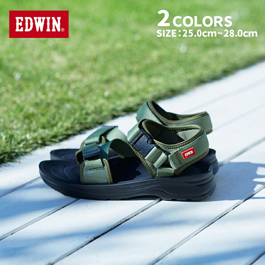【楽天市場】エドウィン EDWIN スポーツサンダル メンズ ブラック カーキ EW5123：SHOELIFE