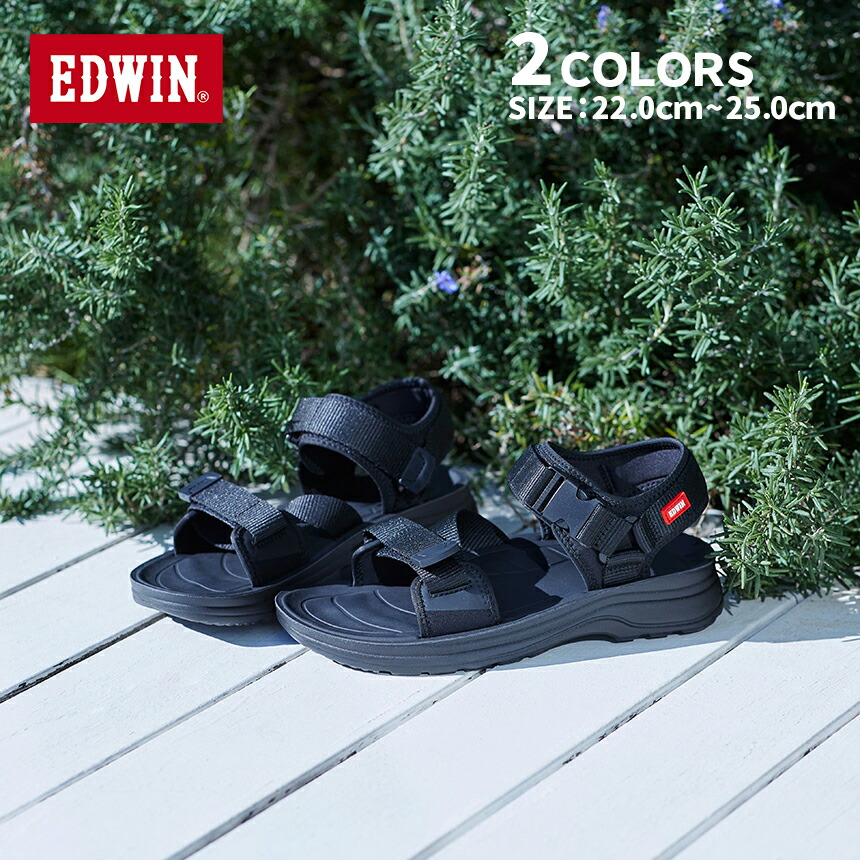 【楽天市場】エドウィン EDWIN スポーツサンダル ウィメンズ ブラック カーキ EW5223：SHOE LIFE