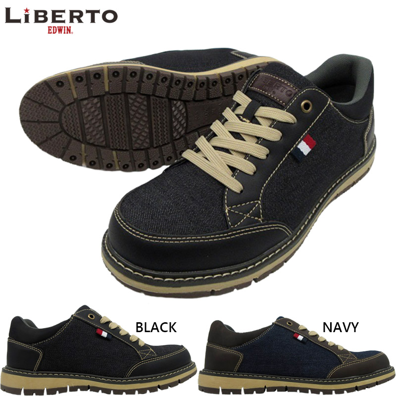 【楽天市場】リベルトエドウィン メンズ 靴 シューズ カジュアル 紐靴 ローカット デニム 防滑 滑りにくい 通勤 通学 普段履き 旅行 ...