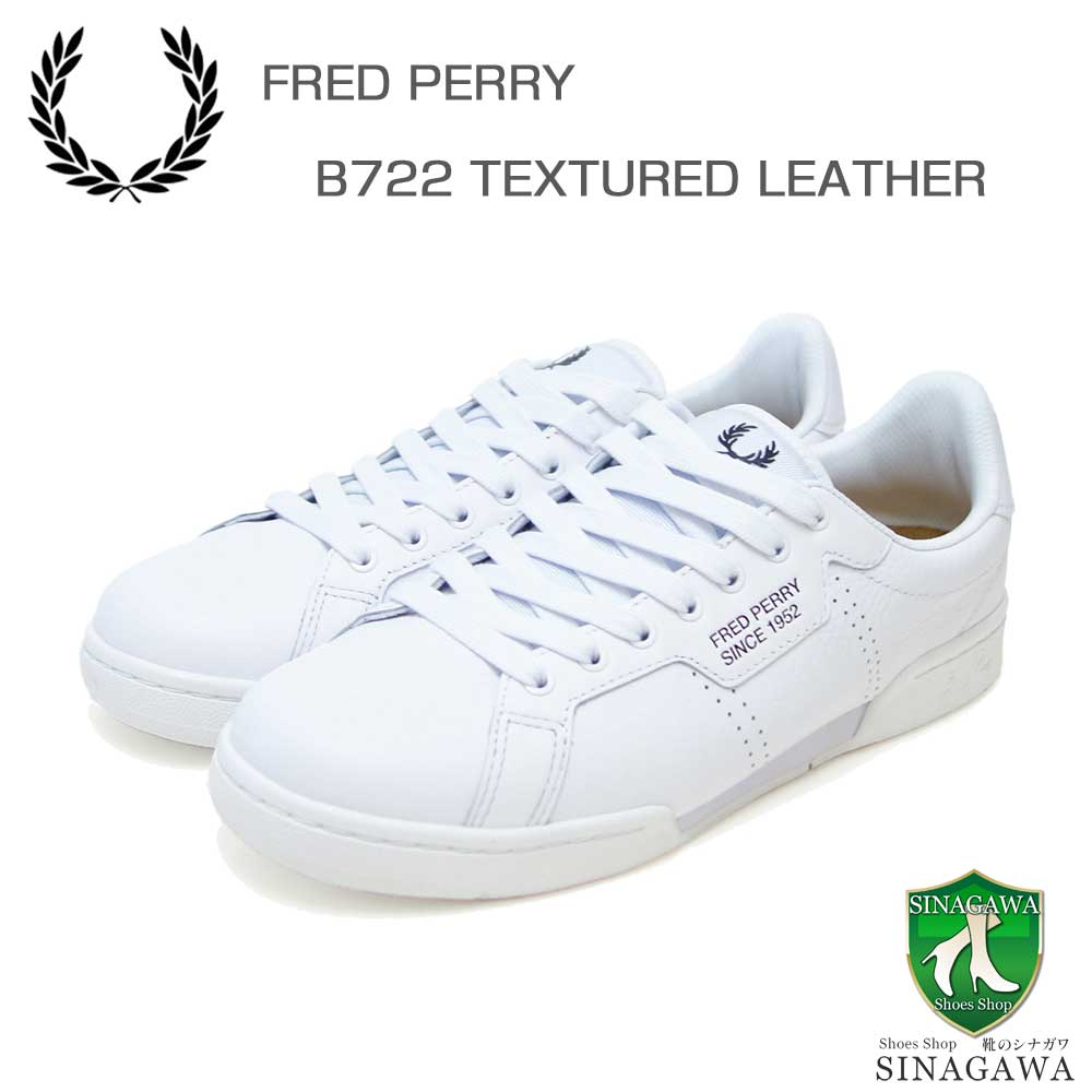 【楽天市場】FRED PERRY フレッドペリー B1315 134（ユニセックス）B722 TEXTURED LEATHER/SNCE1952 カラー：WHITE 天然皮革のローカット ...