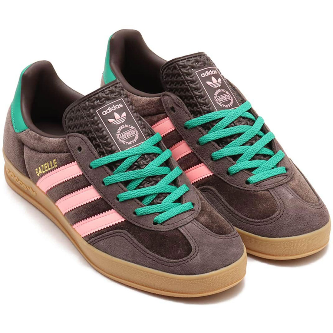 【楽天市場】アディダス ガゼル インドア adidas W GAZELLE INDOOR ダークブラウン/ピンク/グリーン/ガム JI2714 ...