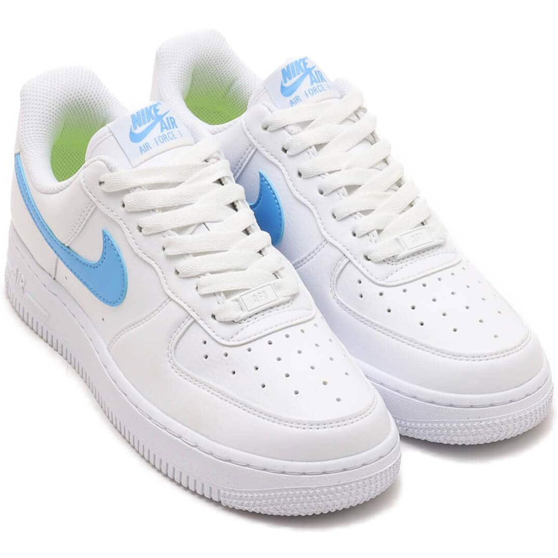 【楽天市場】ナイキ エア フォース 1 '07 NIKE W AIR FORCE 1 '07 ホワイト/ホワイト/ボルト/ユニバーシティブルー ...