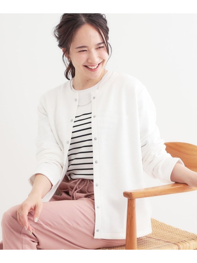 【楽天市場】【SALE／30%OFF】【洗える/S-LL】大人カジュアルコーデに ミニ裏毛スナップカーディガン SHOO・LA・RUE シューラルー トップス カーディガン グレー ホワイト ...