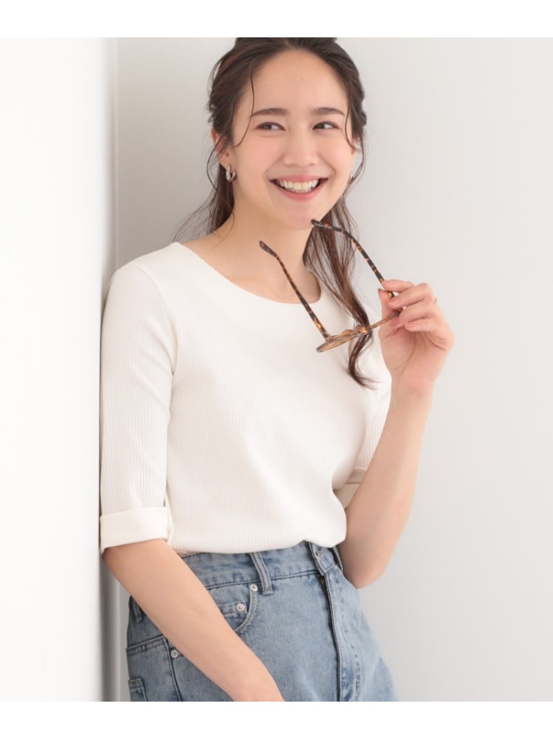 【楽天市場】【S-LL】1枚でもインナーでも テレコ5分袖トップス SHOO・LA・RUE シューラルー トップス カットソー・Tシャツ ホワイト グリーン ブラック[Rakuten ...