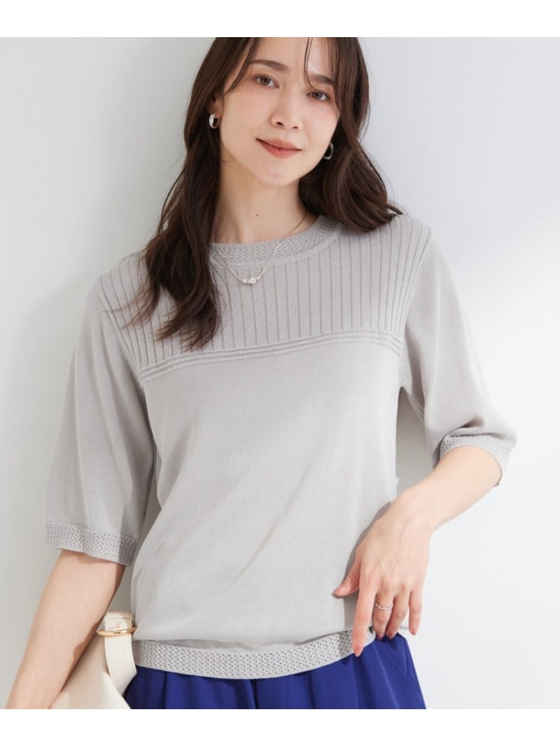 【楽天市場】【S-LL/二の腕カバー】品よく決まる 5分袖デザインニット SHOO・LA・RUE シューラルー トップス ニット ブラウン ...