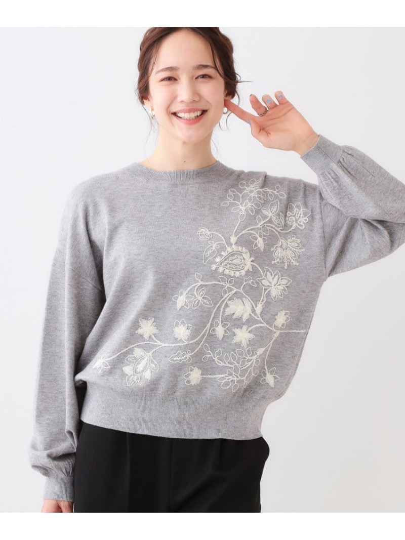 【楽天市場】【SALE／5%OFF】【S-LL】大人のエレガントな着こなしに ラメ刺繍ニット SHOO・LA・RUE シューラルー トップス ニット ブラック ブラウン グレー ブルー【RBA ...