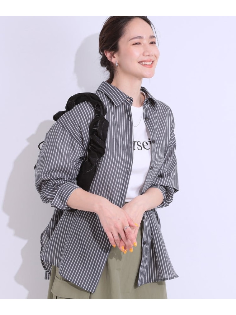 【楽天市場】シアーストライプ BIGシャツ SHOO・LA・RUE シューラルー トップス シャツ・ブラウス ピンク ブルー グレー ...