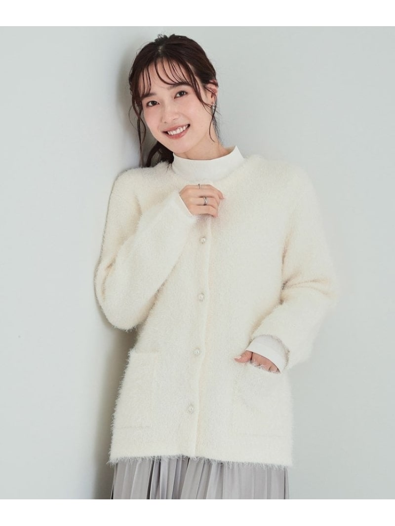 【楽天市場】【SALE／5%OFF】上品さとフェミニンさを兼ね備えた ふわふわフェザーニットカーディガン SHOO・LA・RUE シューラルー トップス カーディガン ホワイト グレー ...