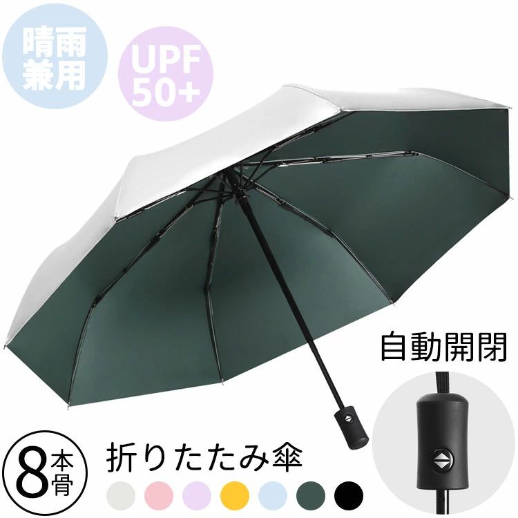 【楽天市場】自動開閉 日傘 折りたたみ傘 レディース 晴雨兼用 8本骨 3段折り畳み傘 ワンタッチ 軽量 コンパクト 耐風傘 傘 折りたたみ ...