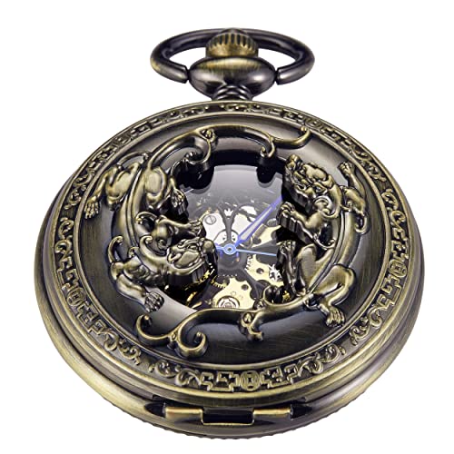 【楽天市場】Whodoit Mechanical Pocket Watch Carved with Fabulous Wild Animals ...