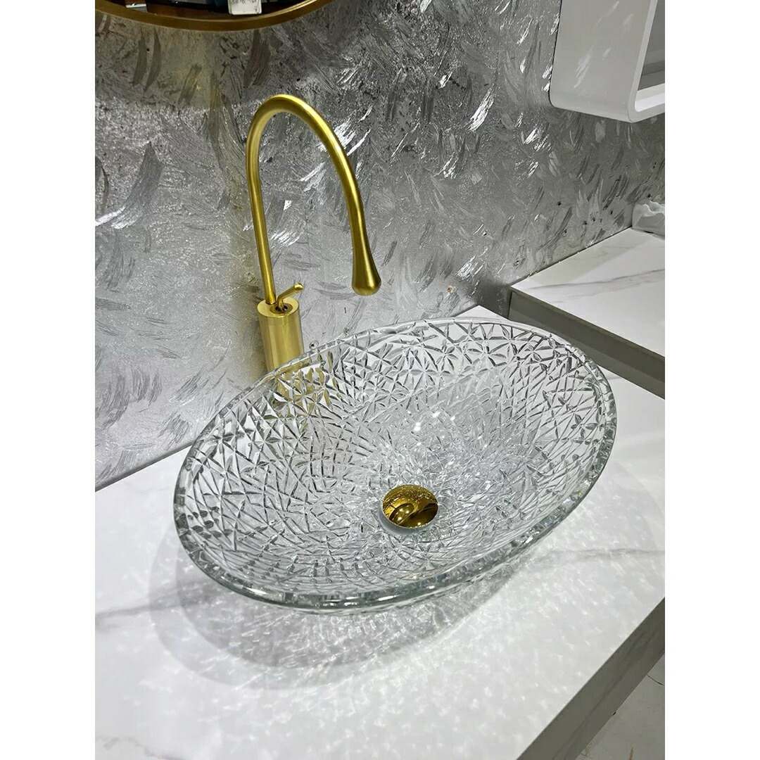 【楽天市場】高級洗面台 洗面ボウルセット ガラス手水鉢 洗面器 蛇口 排水金具付き：SSG SHOP