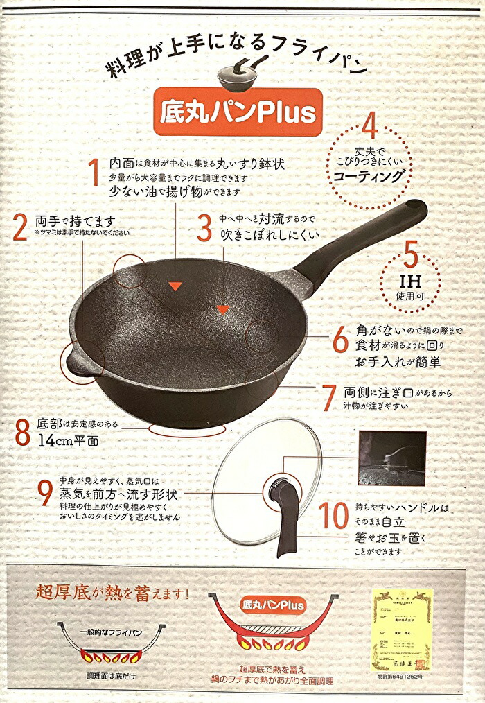 HIROTA 底丸パンPlus ガス・IH対応 計量目盛り付きお玉セット 送料無料 代引手数料込み