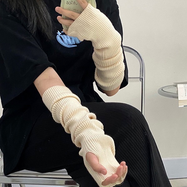 【楽天市場】アームカバー ニット 毛糸 防寒 指出し ハンドウォーマー レディース：レディースファッション kn