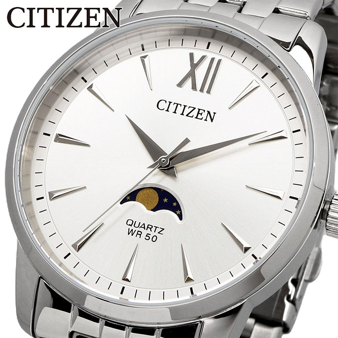 【楽天市場】CITIZEN 腕時計 シチズン 時計 ウォッチ ムーンフェイズ Moon phase アナログ クォーツ シルバーダイヤル ...