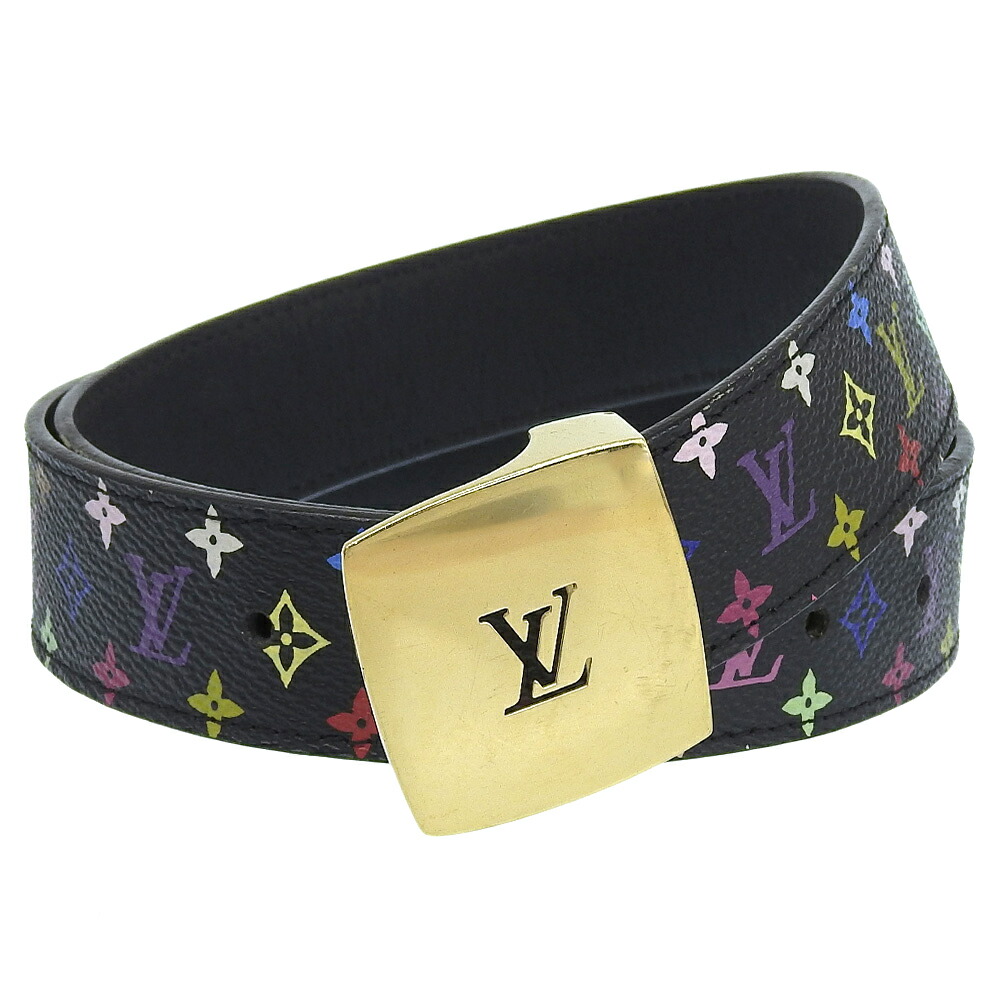 【楽天市場】【本物保証】 ルイヴィトン LOUIS VUITTON モノグラム マルチカラー サンチュール LV カット M6890 85/34 腰ベルト 黒 ノワール ロゴ 【中古】：高島屋 ...