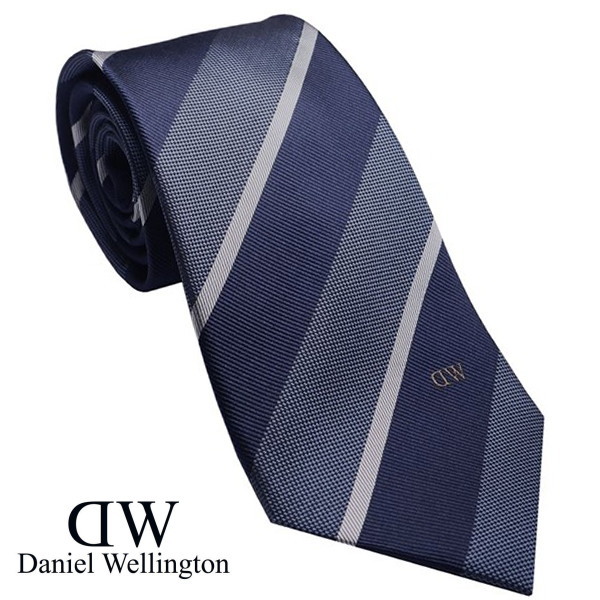 【楽天市場】Daniel Wellington ダニエルウェリントン メンズネクタイ ネイビーブルー系 ストライプ ワンポイントロゴ ...